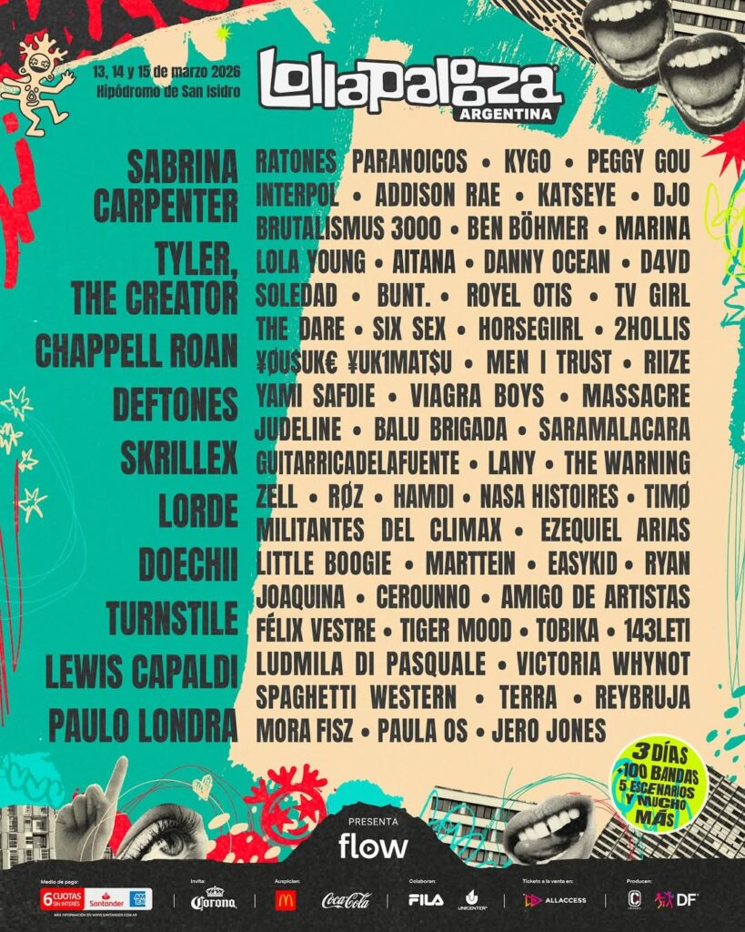 Lollapalooza 2026: se conoció el line up completo del festival en ...